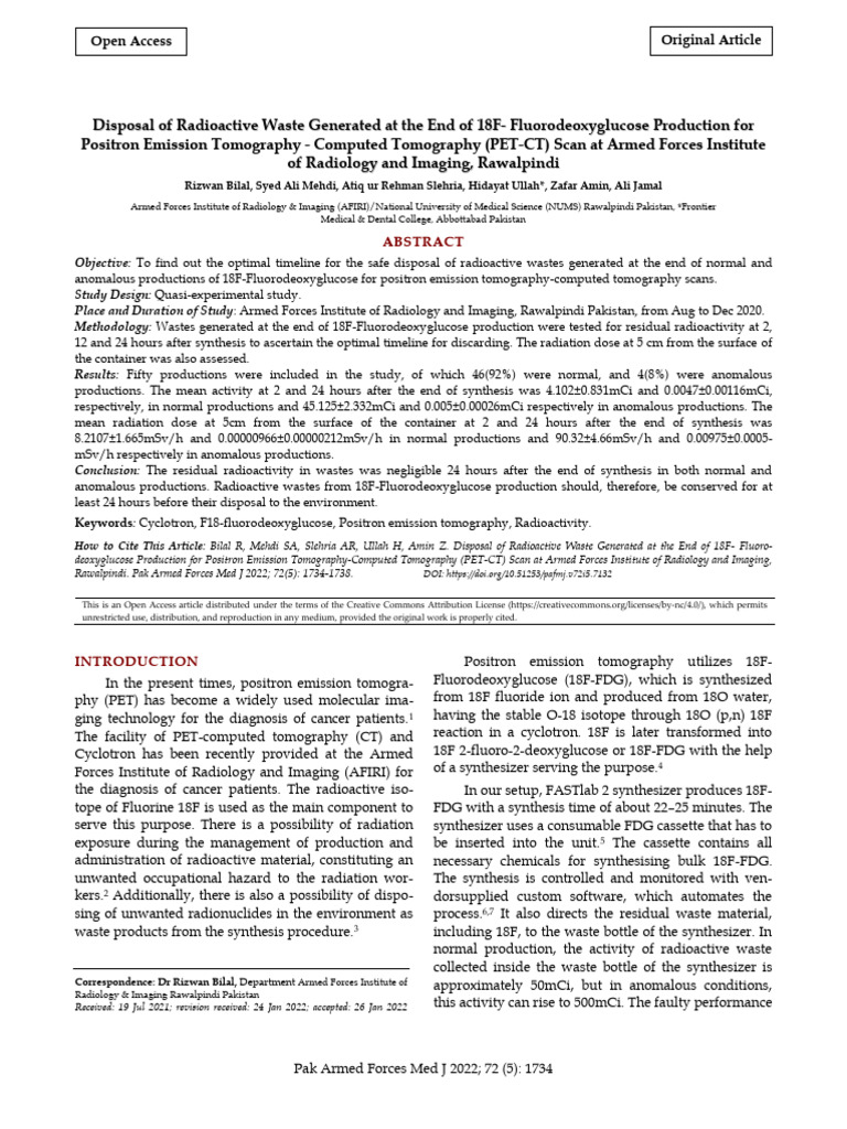 2022 Disposal of Radioactive Waste PAFMJ | PDF | Positron Emission ...