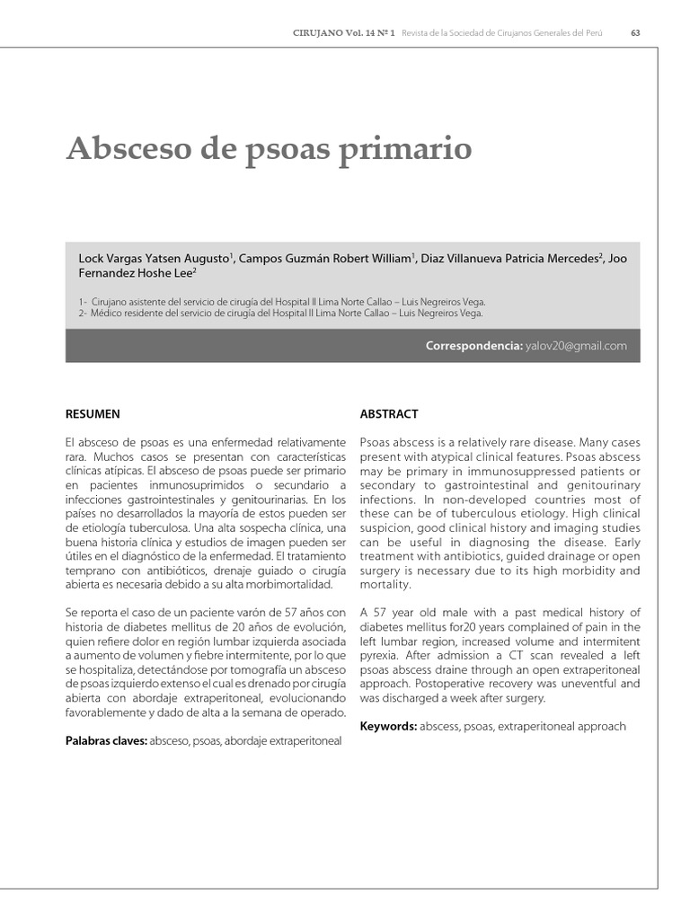 Diagnóstico y tratamiento del absceso de psoas | PDF | Septicemia ...