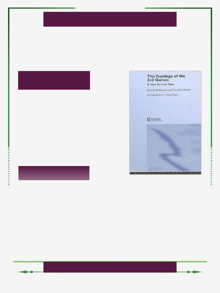 The topology of 2x2 games a new periodic table 1st Edition David ...