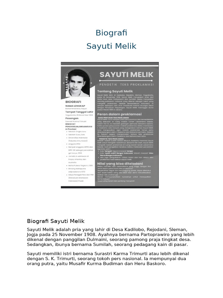 Biografi Sayuti Melik Sena x. 4 | PDF