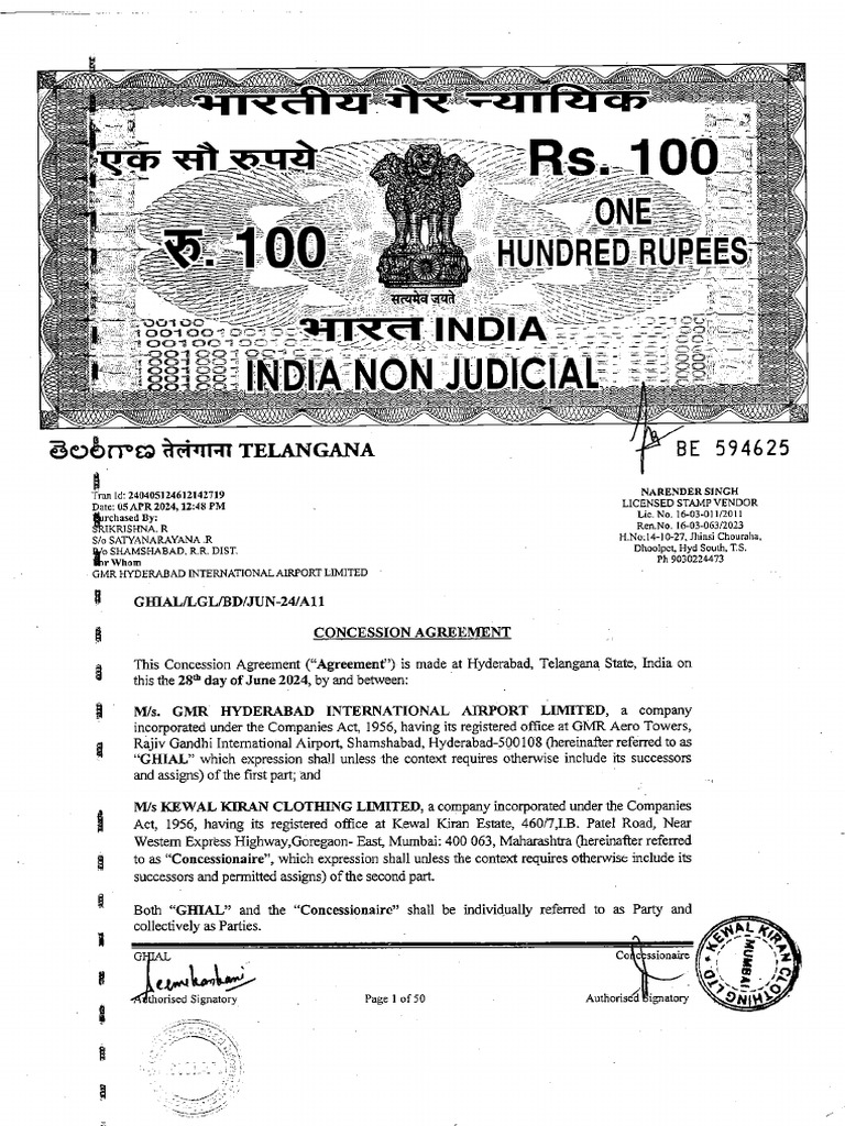 Concession Agreement - Hyderabad Airport - Signed | PDF