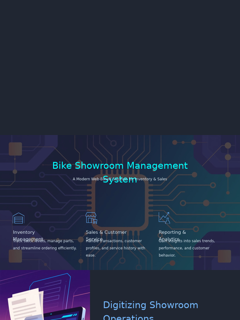 Bike Showroom Management System Overview | PDF | Automation | Inventory