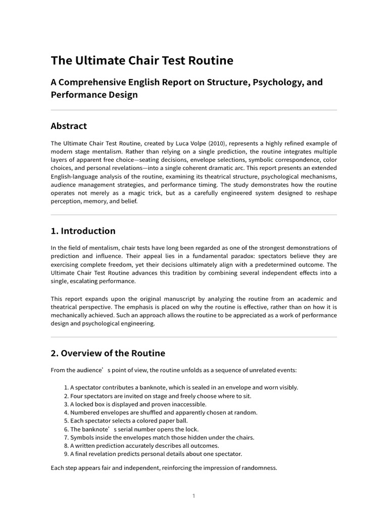 Ultimate Chair Test – English Report (Full Version) | PDF | Mentalism ...