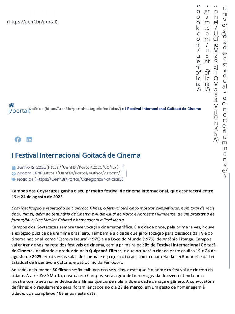 I Festival Internacional Goitacá de Cinema - Universidade Estadual Do ...