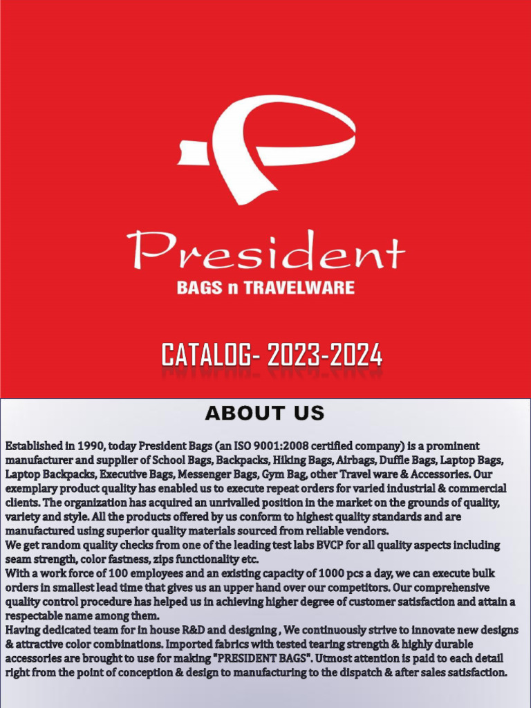 President Bags | PDF | Consumer Goods | Domestic Implements