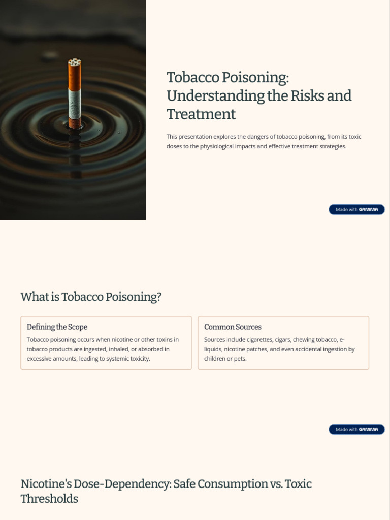 Tobacco Poisoning: Risks and Treatments | PDF | Nicotine | Medical ...