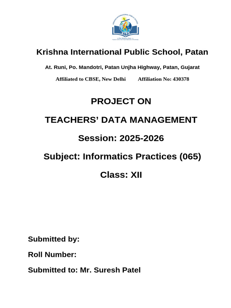 IP Project4 Teacher Data Management | PDF