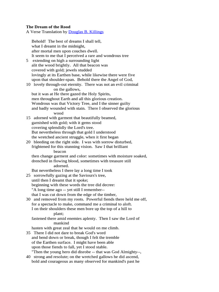 Dream of the Rood: A Verse Translation | PDF | Glory (Religion) | Heaven