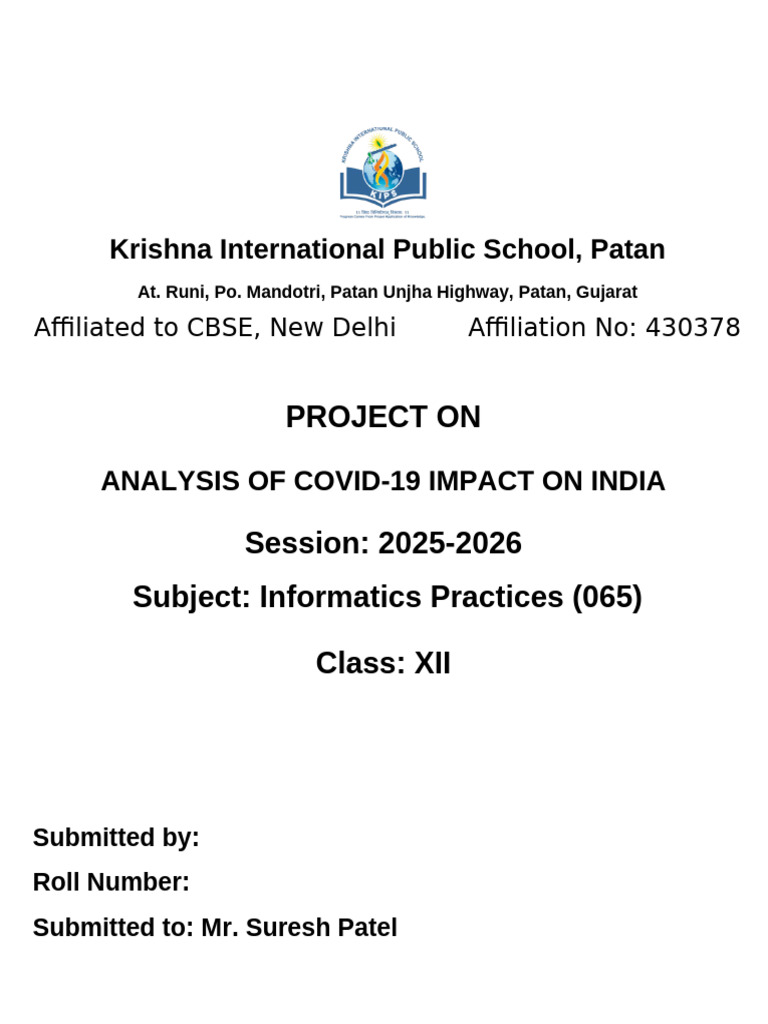 IP - Project1 - Analysis of Covid-19 Impact On India | PDF | Health ...