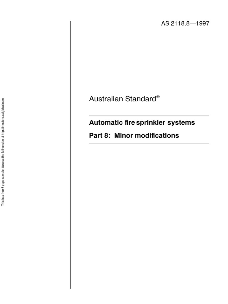 As 2118.8-1997 Automatic Fire Sprinkler Systems Minor Modifications ...