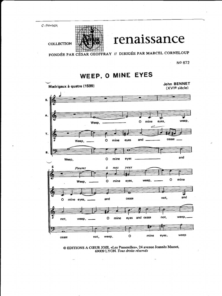 Weep Oh Mine Eyes BENNET | PDF
