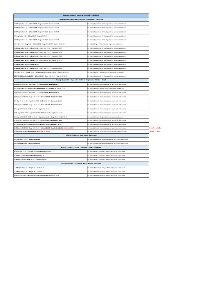 Posebna Regulacija Prometa 30.10. I 3. - 6.11. | PDF