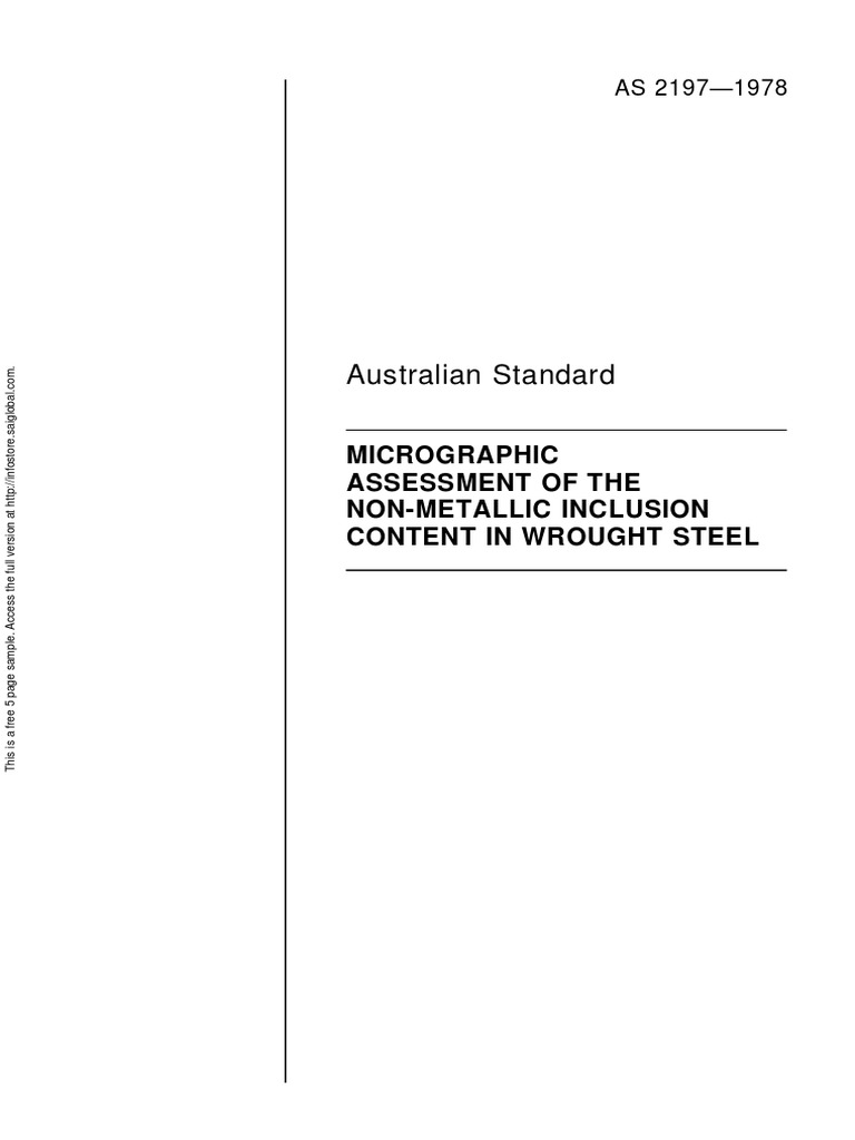 As 2197-1978 Method For The Micrographic Assessment of The Non-Metallic ...