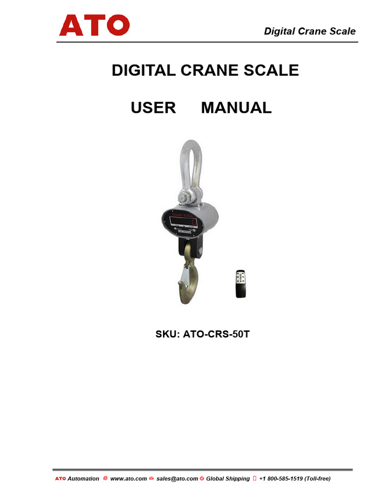Digital Crane Scale ATO CRS 50T User Manual | PDF | Battery Charger ...