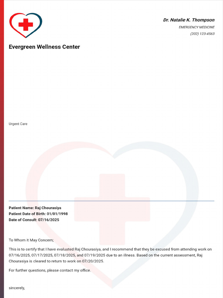 Doctor Note With Signature (1) | PDF