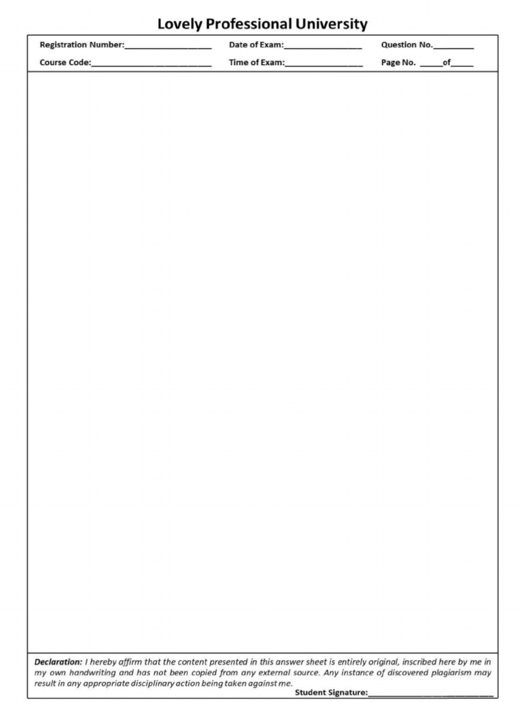 LPU Ans Sheet | PDF