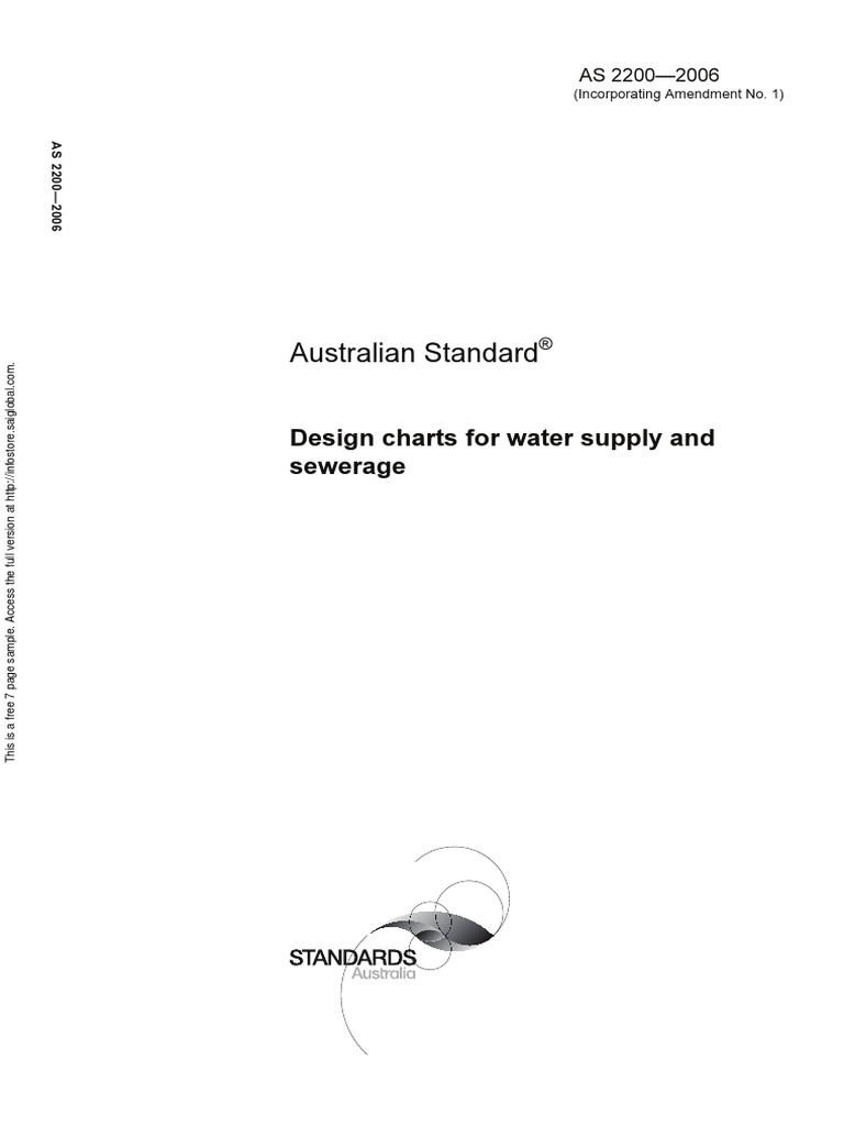 As 2200-2006 Design Charts For Water Supply and Sewerage | PDF