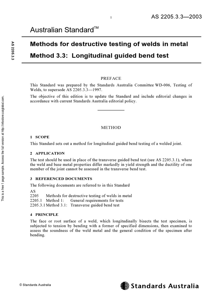 As 2205.3.3-2003 Methods For Destructive Testing of Welds in Metal ...