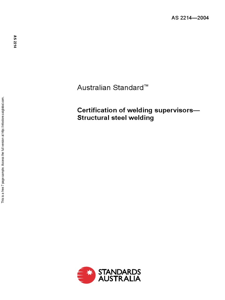 As 2214-2004 Certification of Welding Supervisors - Structural Steel ...