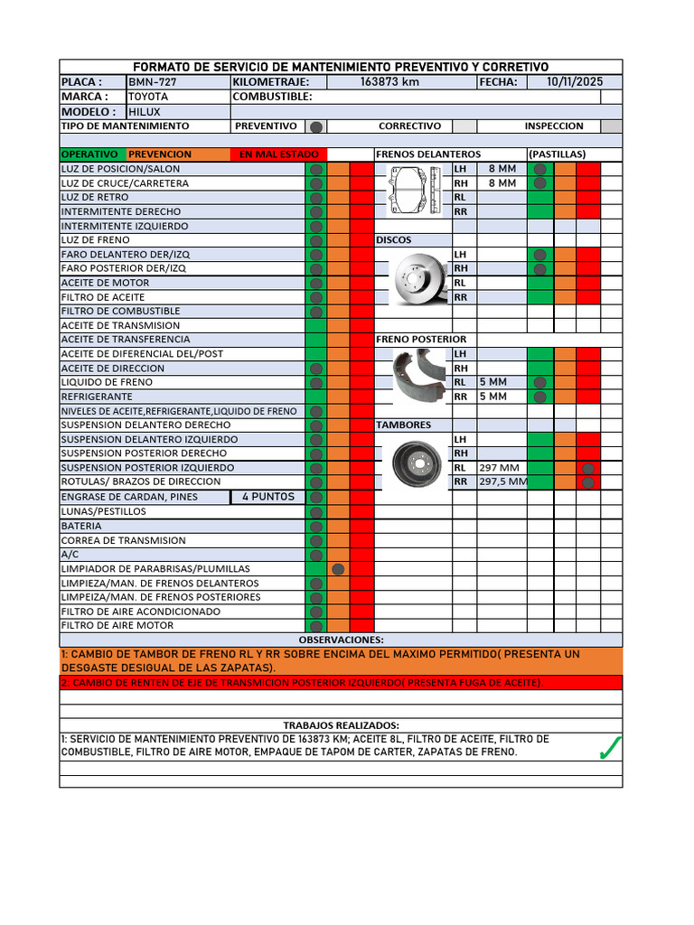 10-11-2025 BMN-727 PREVENTIVO 163873KM | PDF | Coche | Carros deportivos