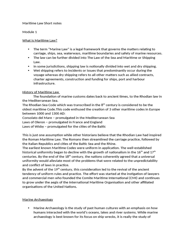 Overview of Maritime Law Concepts | PDF | Territorial Waters ...