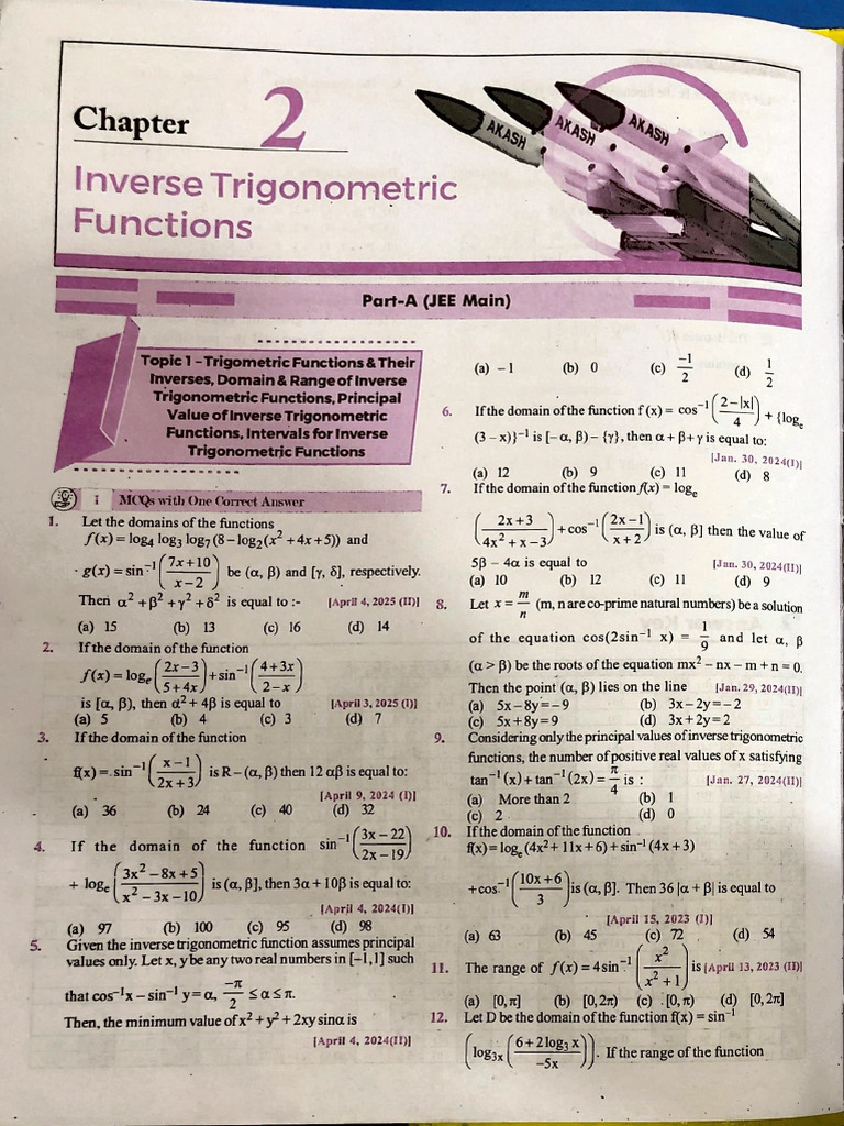 Inverse Trigo PYQs (2) | PDF