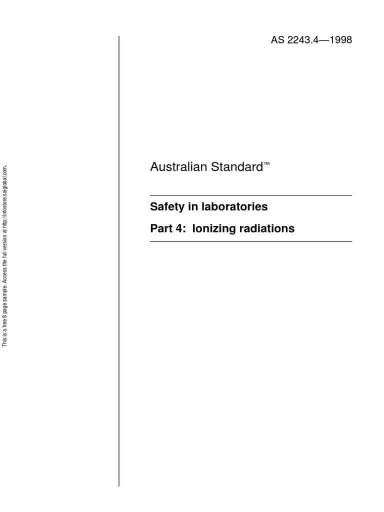 As 2243.4-1998 Safety in Laboratories Ionizing Radiations | PDF ...