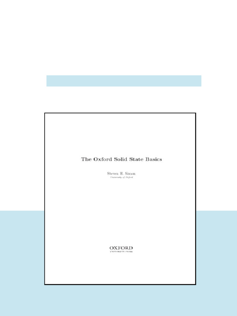 The Oxford Solid State Basics Steven H Simon available full chapters | PDF | Electron | Spin ...