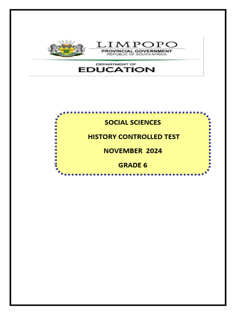 Grade 6 history november CONTROLLED TEST 2024 (FINAL) | PDF | Medicine