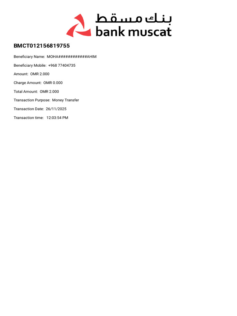 BankMuscatReceipt-3 | PDF