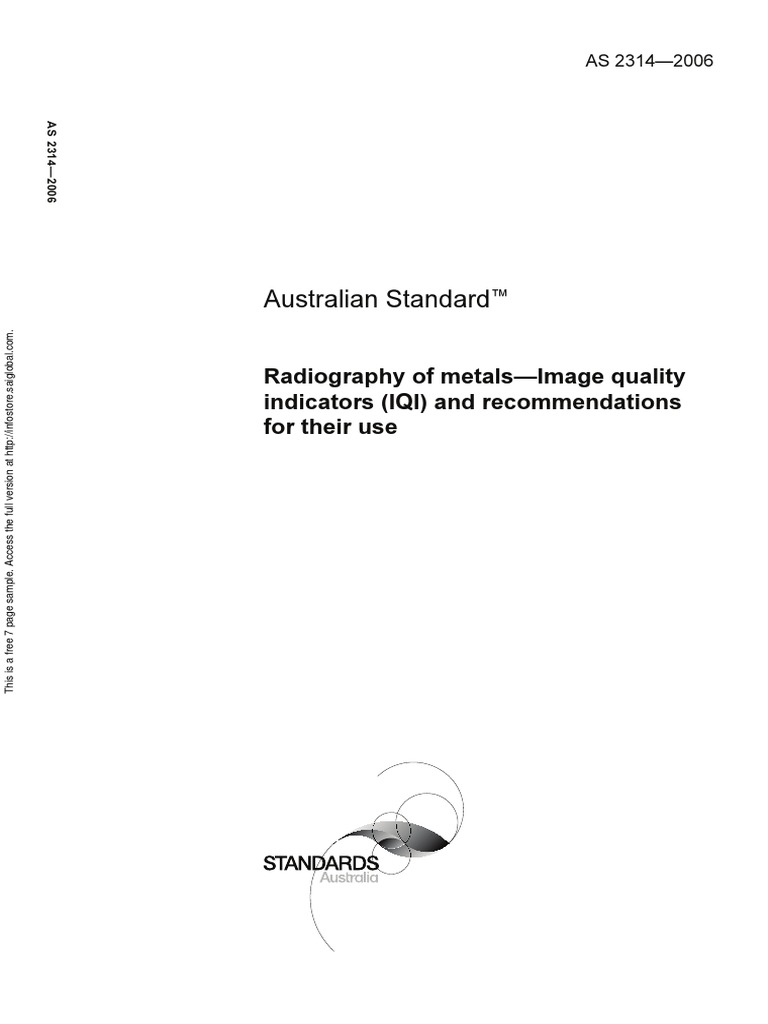 As 2314-2006 Radiography of Metals - Image Quality Indicators (IQI) and ...