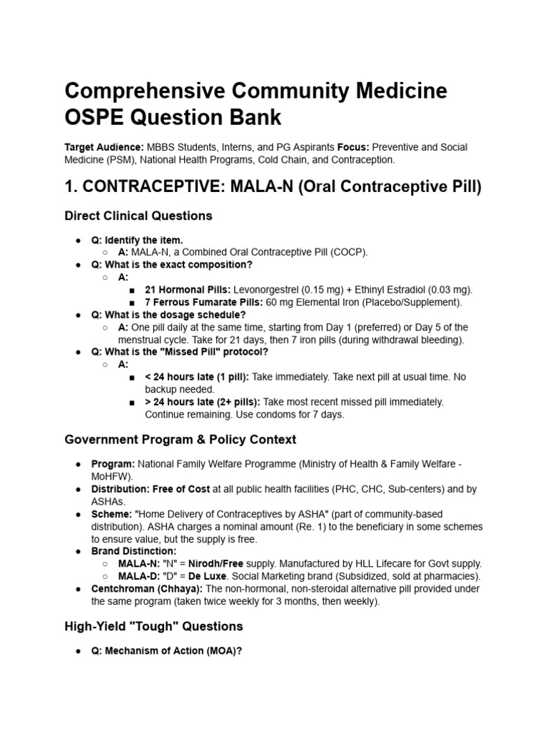 Community Medicine OSPE Advanced Question Bank - MD | PDF | Combined ...