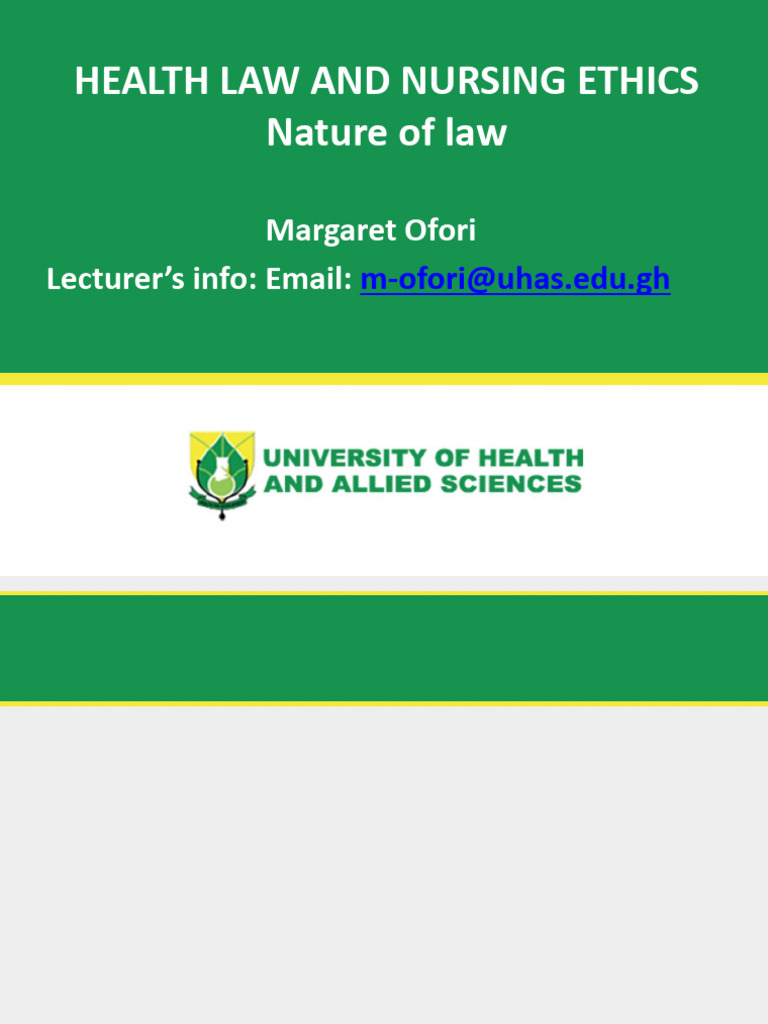 Introduction To Health Law and Nursing Ethics - Nature of Law | PDF ...