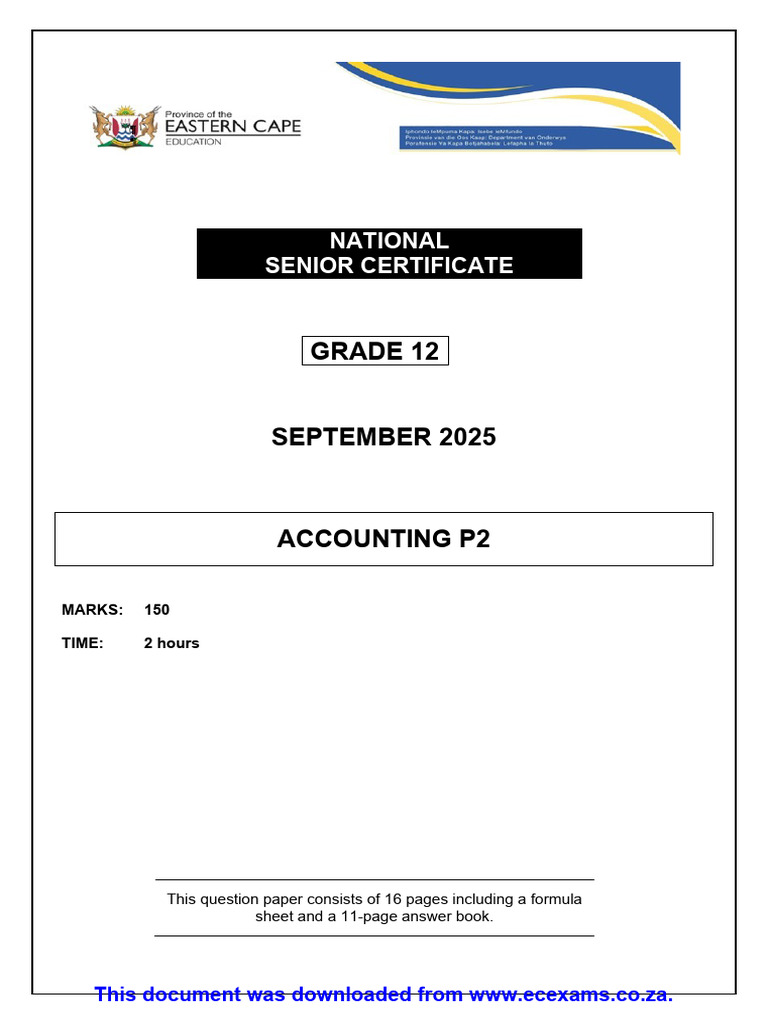 Grade 12 Accounting P2 Exam Paper 2025 | PDF | Dividend | Equity (Finance)