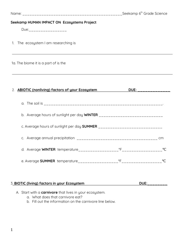 1_Human Impact on ECOSYSTEMS_Project Packet | PDF | Ecosystem | Herbivore