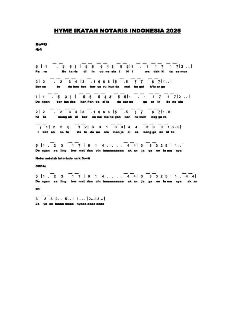 Hymne Ikatan Notaris Indonesia 2025 | PDF