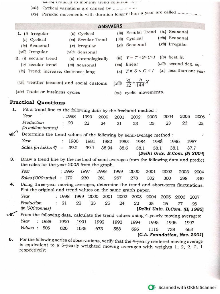 STATISTICS H.W Questions Time Series Analysis Unsolved | PDF