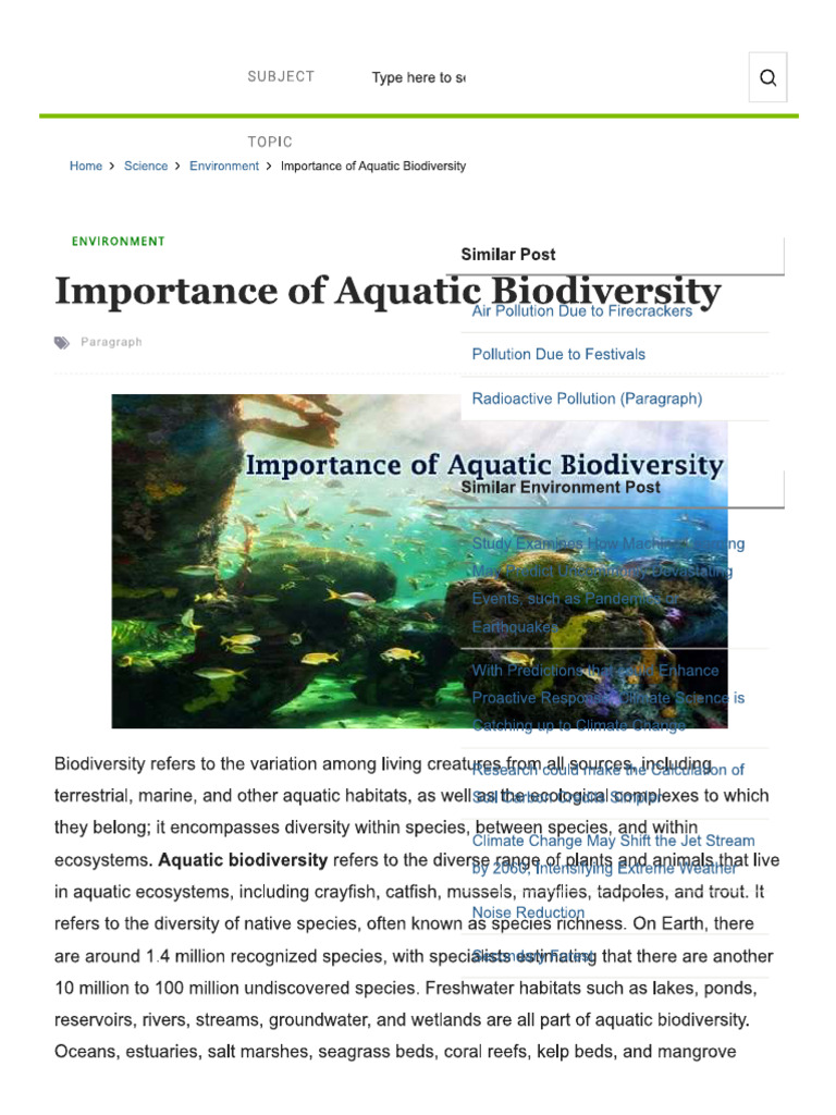 Aquatic Ecosystems | PDF