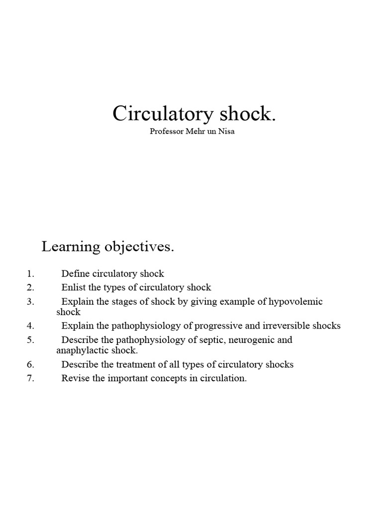 Understanding Circulatory Shock Types | PDF | Shock (Circulatory ...