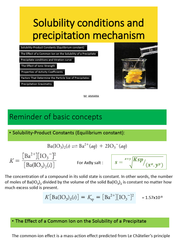 Solubility and Precipitation Lecture | PDF | Chemical Equilibrium ...
