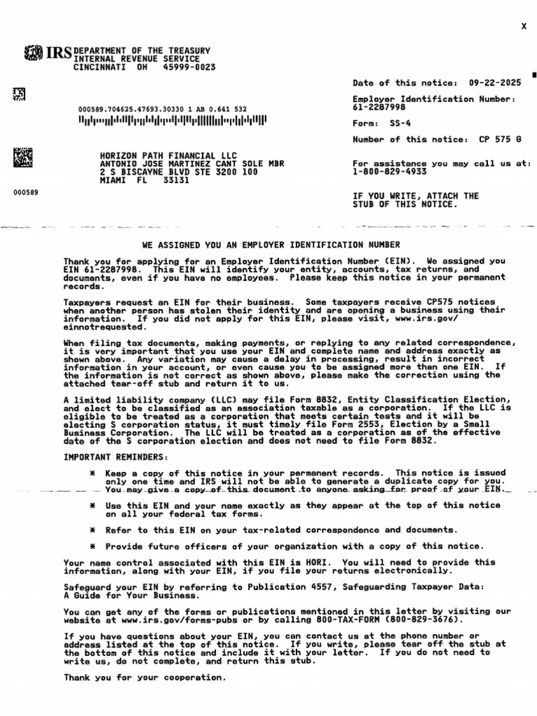 Horizon Path Financial LLC - Irs | PDF | Limited Liability Company ...