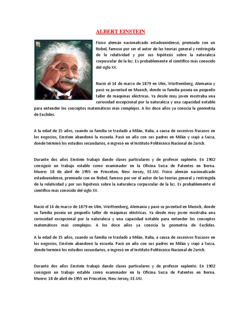Albert Einstein En La Escuela Albert Einstein