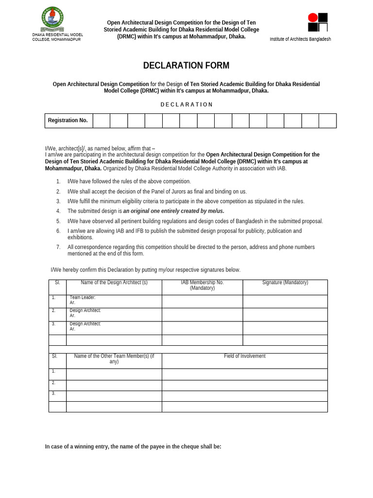 4a.drmc Competition Declaration Form | PDF