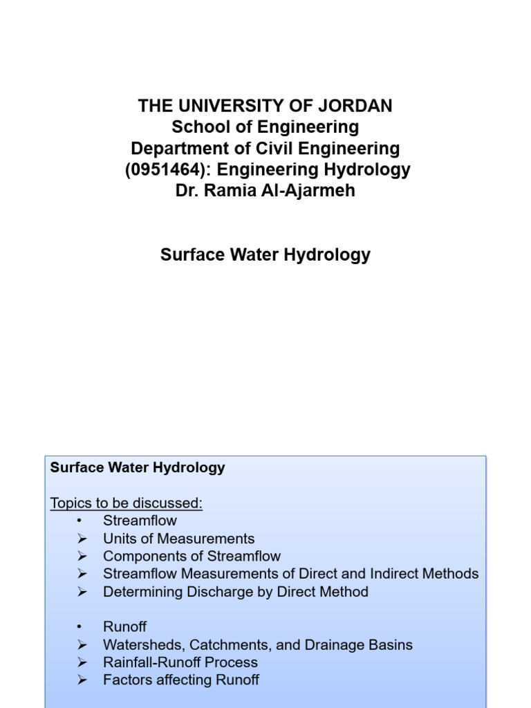 Surface Water Hydrology Overview | PDF