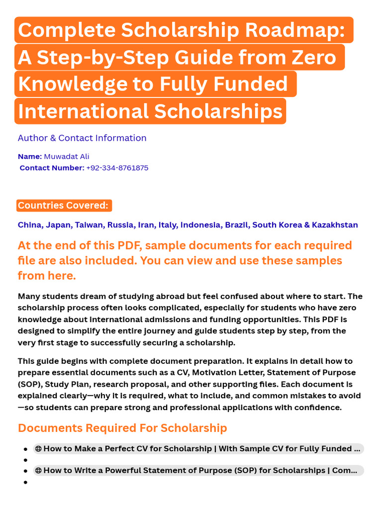 Complete Scholarship Roadmap With Documents Samples | PDF | Usability ...