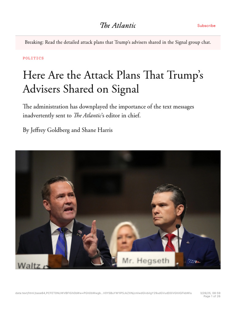 Here Are The Attack Plans That Trump's Advisers Shared On Signal - The ...
