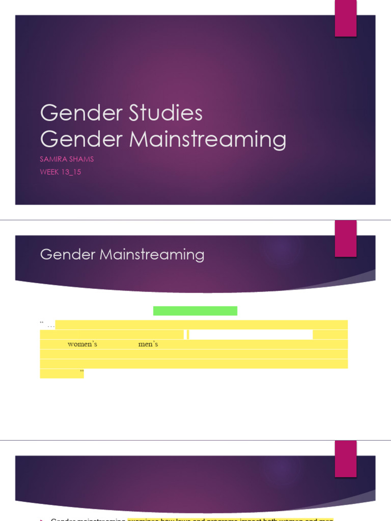 Understanding Gender Mainstreaming Principles | PDF | Social Equality ...