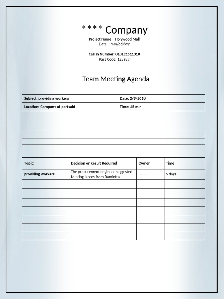 Team Meeting on Labor Procurement | PDF