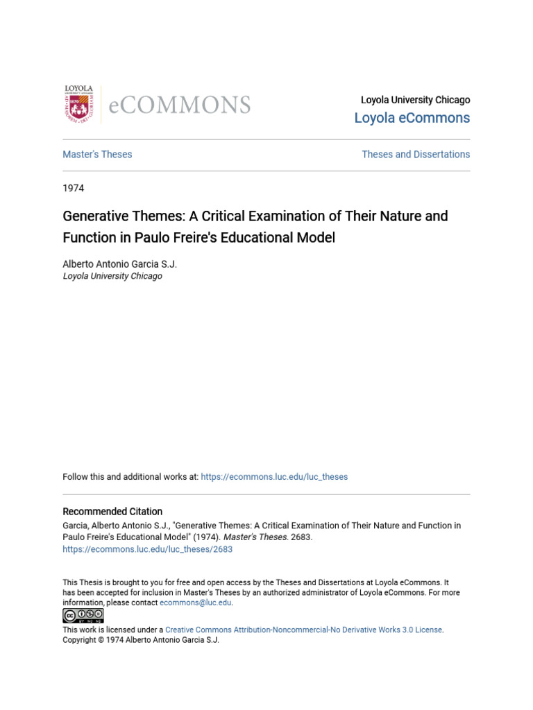 Examining Generative Themes in Freire's Model | PDF | Literacy | Thesis