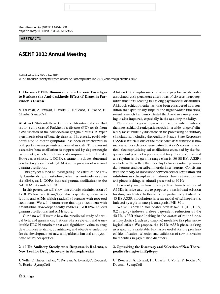 Abstracts 2022 Neurotherapeutics | PDF | Deep Brain Stimulation ...